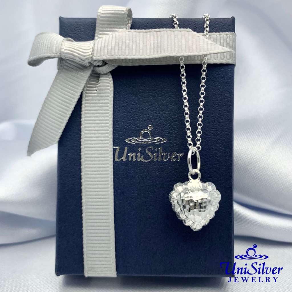 Unisilver 925 Sterling Silver Puffed Heart Pendant Necklace ( P0972 ...
