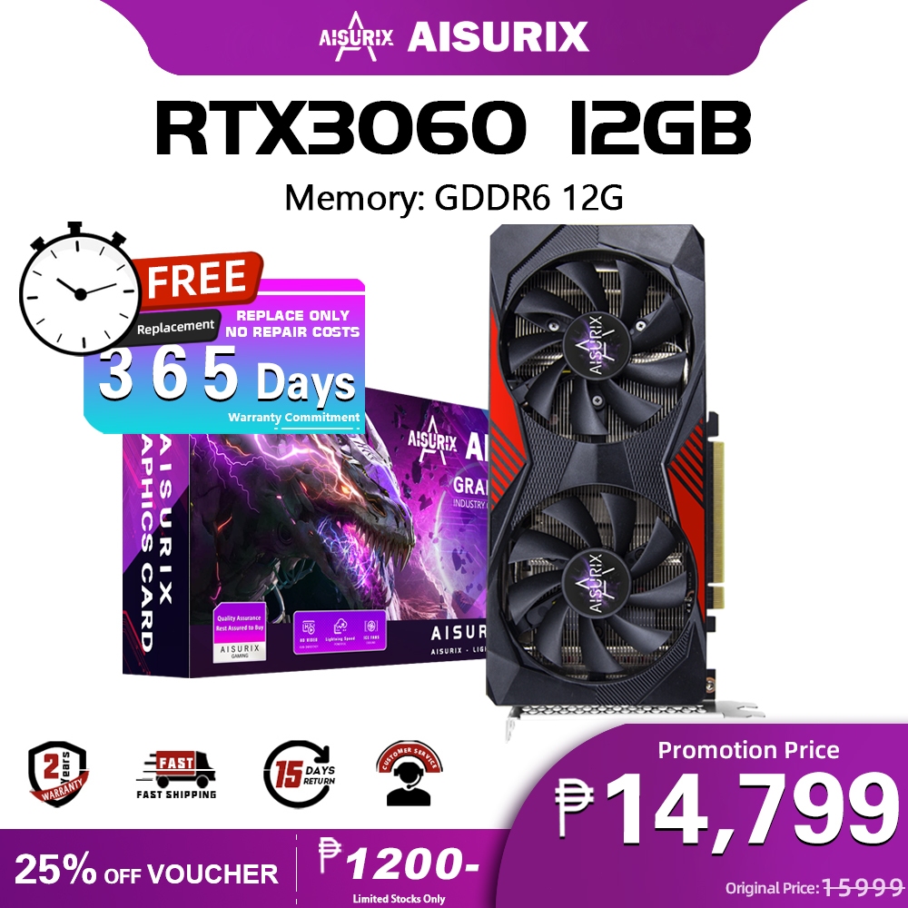AISURIX RTX3060 12GB Graphics Card GPU NVIDIA Computer Video Card For ...