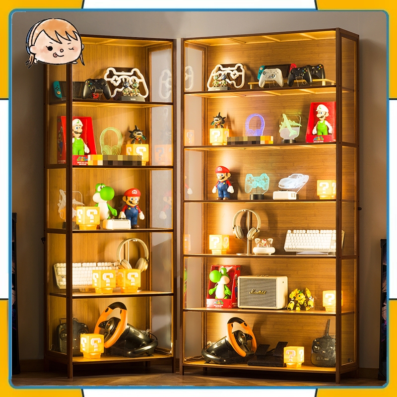 With LED Light Display Cabinet Acrylic 4-6 Layers 3-sided Transparent ...