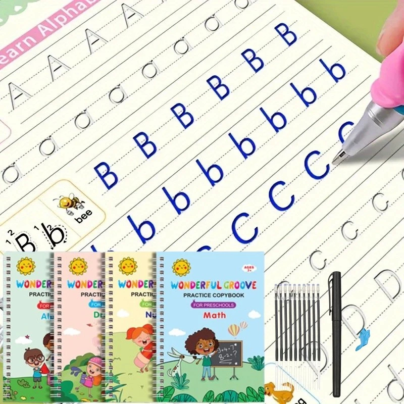 4pcs Copybook for Kids English Learning Reusable Magic Calligraphy ...