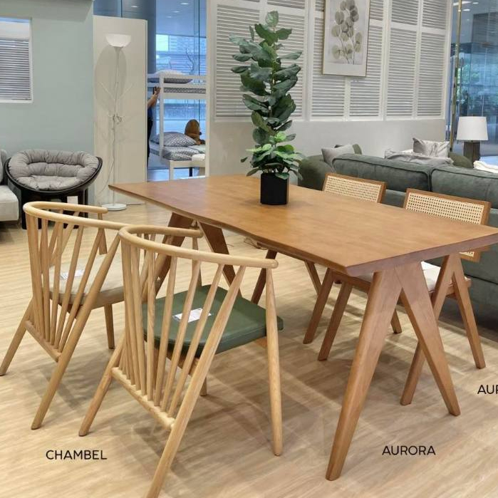 Furniture Source Aurora Dining Set – 6-Seater Wood Table with Rattan ...