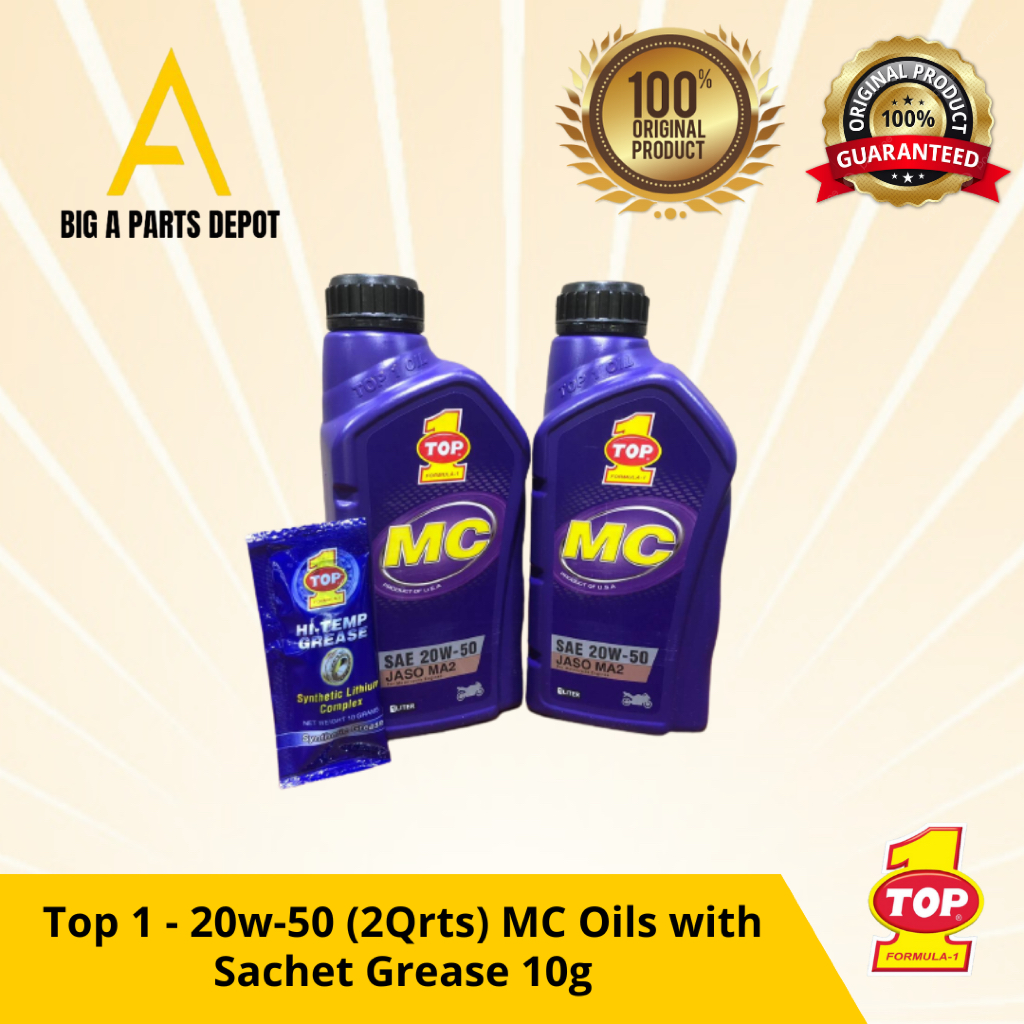 Top 1 - 20w-50 (2qrts x 1L) Synthetic 4T MC Oil Bundle with Synthetic ...