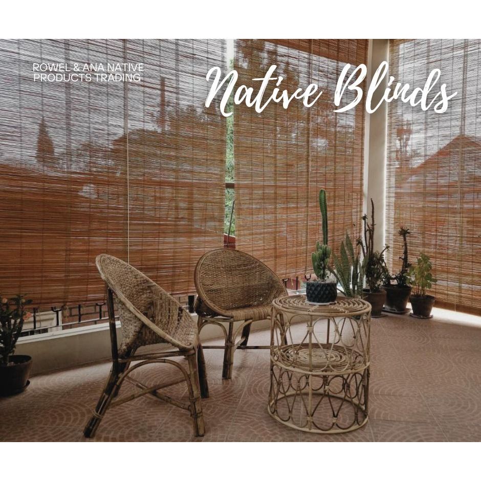 5ft Wide Native Buri Blinds | Roll-Up Outdoor Buri Shade | Asian Window ...