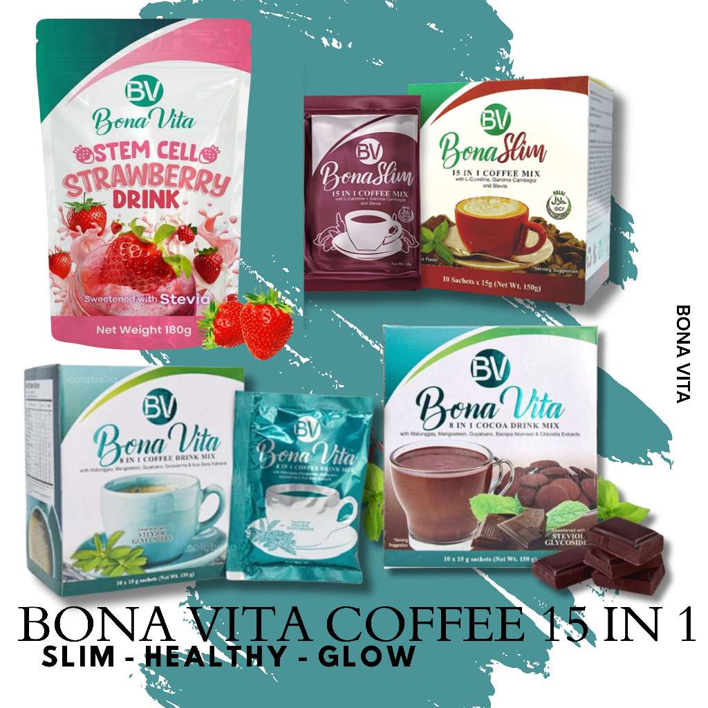 Bona Vita Coffee Bona Slim 8 in 1 Coffee Stem Cell Strawberry Stevia ...