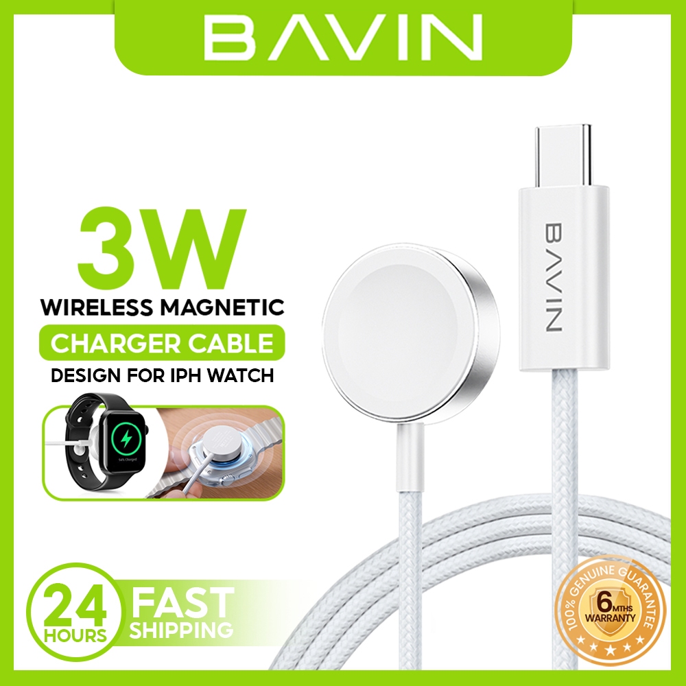 BAVIN CB400 3W Smartwatch Wireless Magnetic Charger w/ Type-C Cable for iPh Series 1–10/SE/Ultra ...