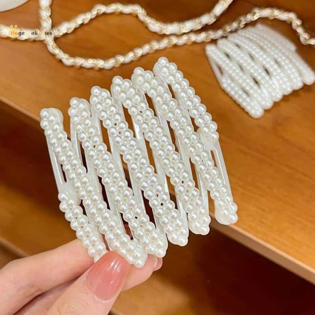 UHome Portable Folding Retractable hair Band women pearl style | Shopee ...