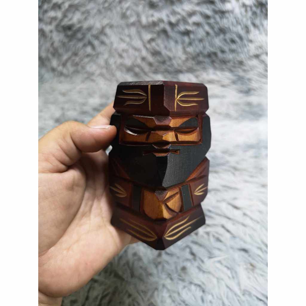 Wooden Carved Tiki Mask Pen Holder | Shopee Philippines