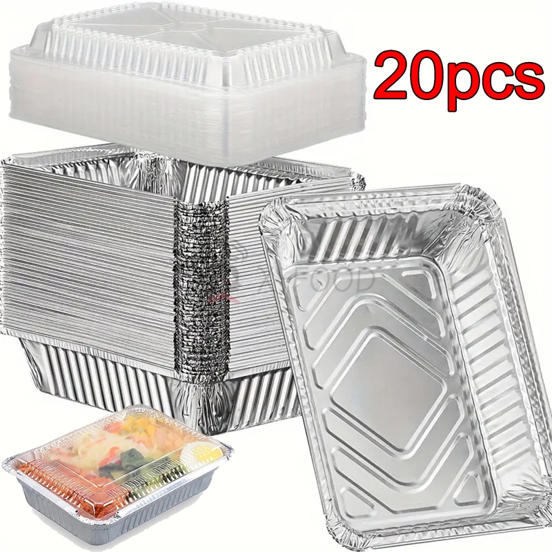 20pcs丨Rectangular Tin Foil Pot Disposable Aluminum Tray Food Container ...