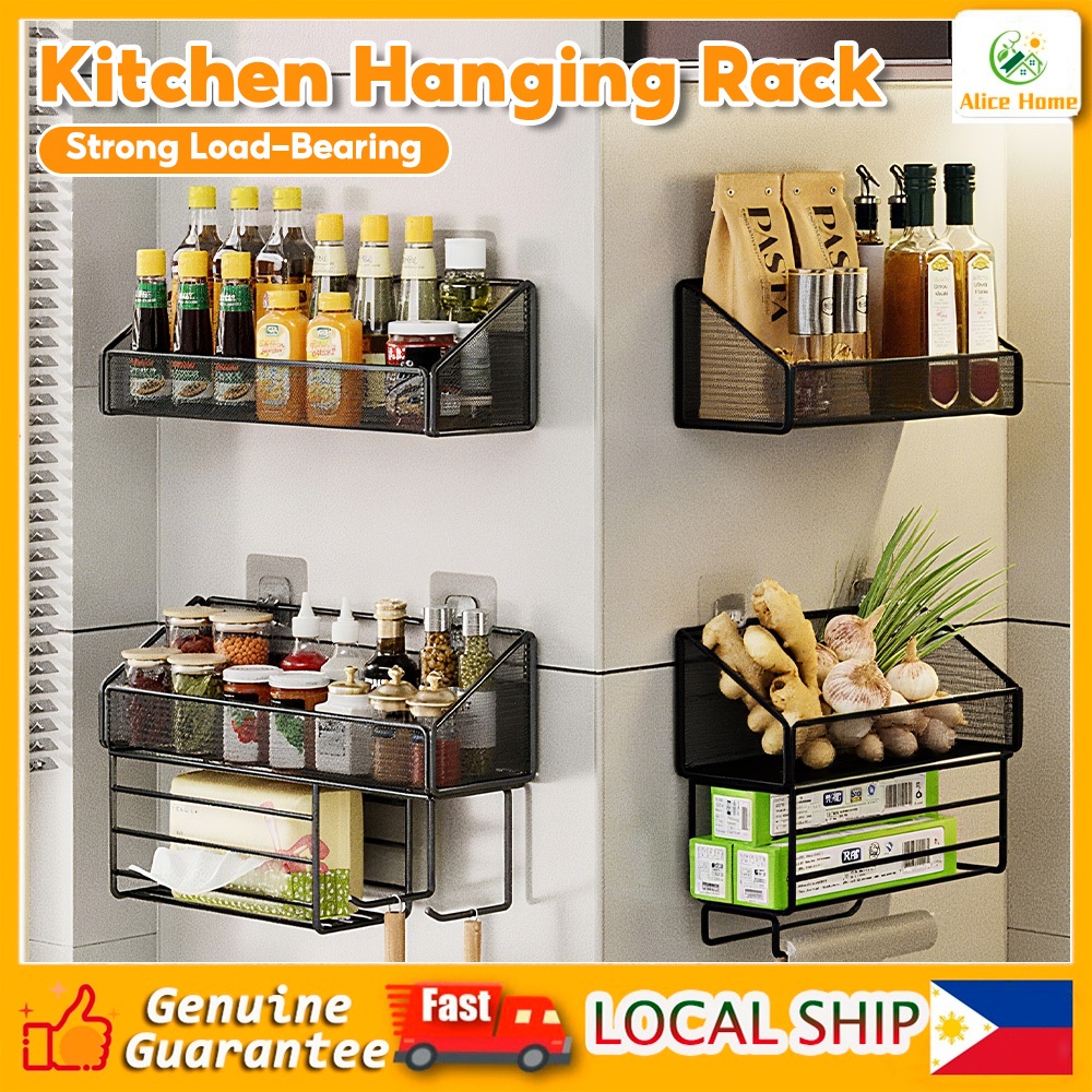 Talmf Kitchen Wall-Mounted Storage Rack Hanging Condiments Organizer ...