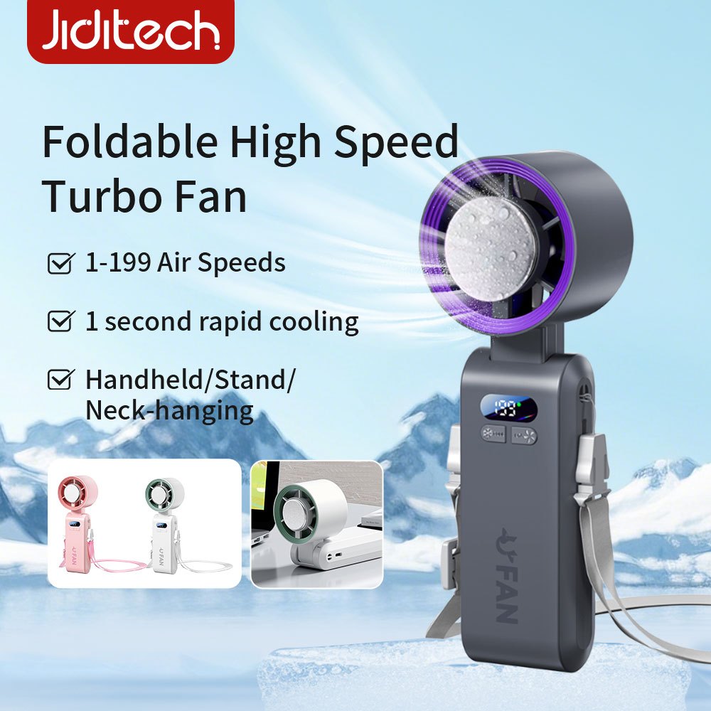 Jiditech Mini Fan Foldable Handheld/Stand/Neck-hanging Fan 199 Speed ...