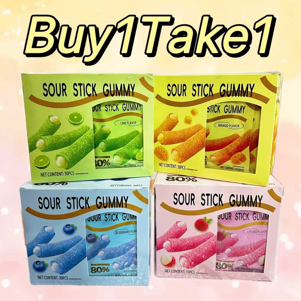 B1T1 SOUR STICK GUMMY Strawberry,Mango.Lime,Blueberry Flavor | Shopee ...