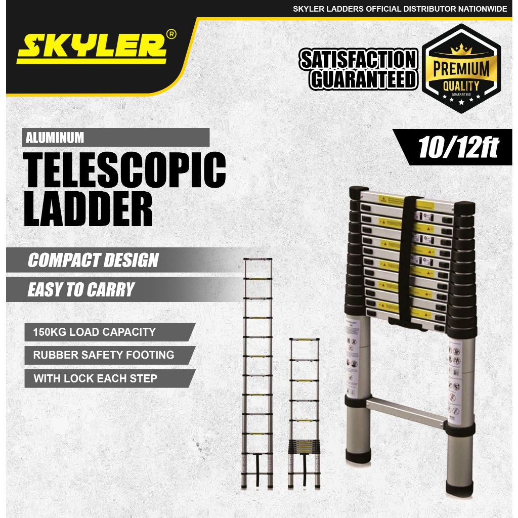 SKYLER Aluminum Telescopic Ladder, Heavy Duty and Industrial Ladder ...