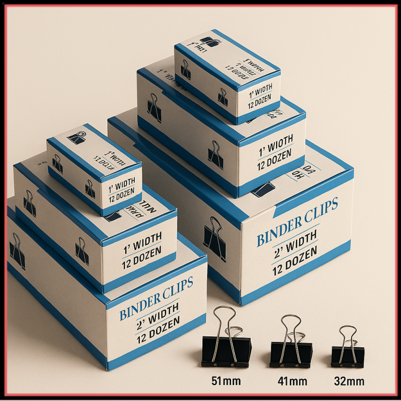 12pcs Black Binder Clips Paper Clamp 15mm 19mm 25mm 32mm 41mm 51mm for ...