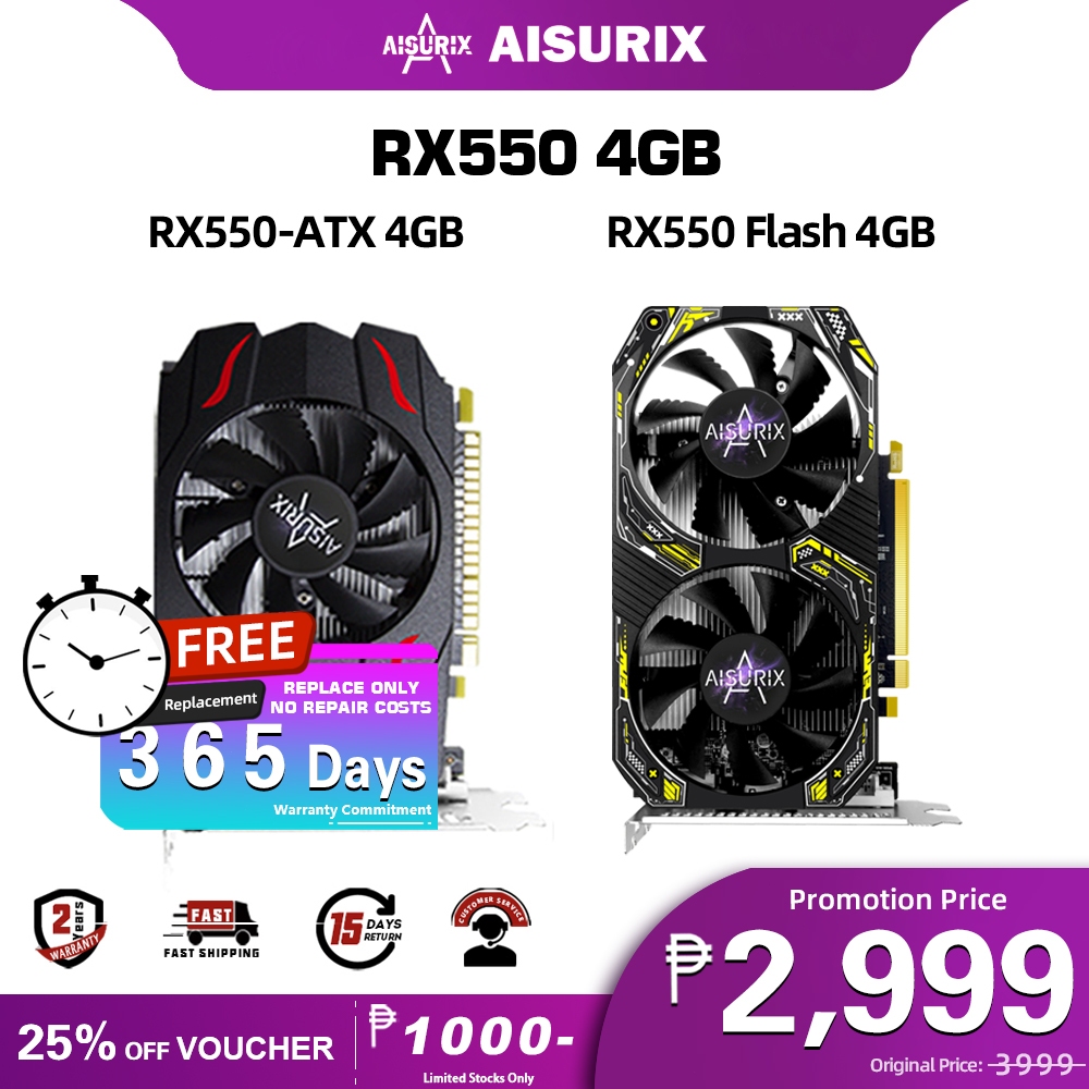 AISURIX NEW RX 550 4GB GDDR5 SFF Graphics Card GPU Video Card Gaming ...
