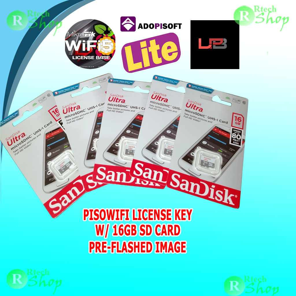 PISOWIFI LICENSE(Ado,LPB,WIFI5soft) WITH PRE-FLASHED IMAGE 16GB SD CARD ...