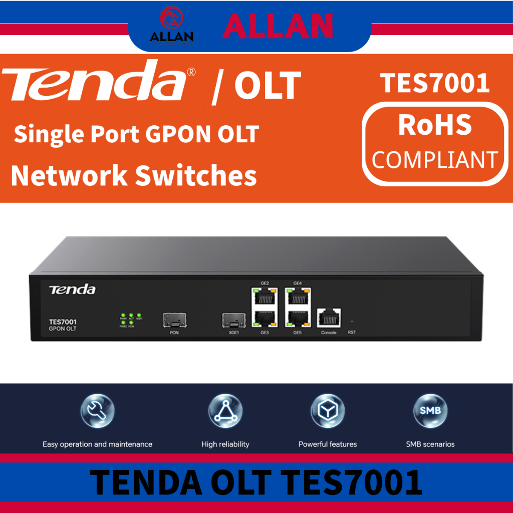 Tenda TES7001 Single Port GPON OLT Network Switches with SFP Module ...