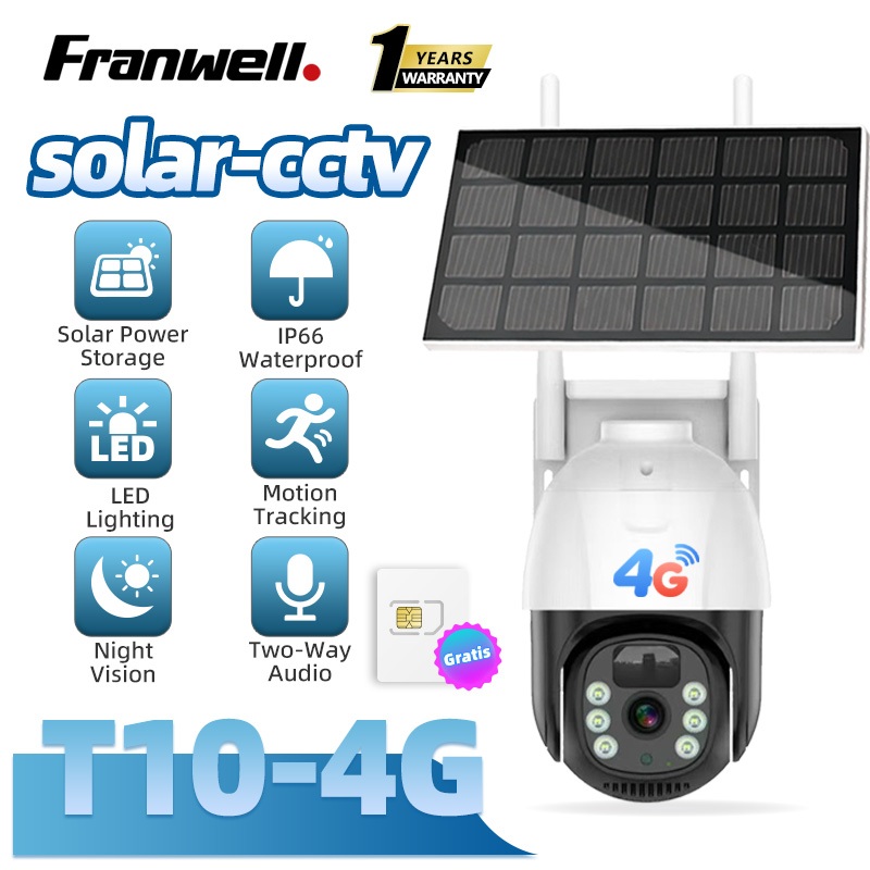 Franwell/V380 T10 Pro 4G Solar Powered 3MP Wireless Outdoor Waterproof ...