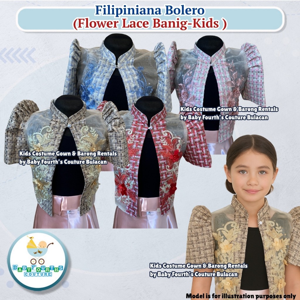 BFCM Buwan ng Wika Flower Lace Banig Filipiniana Bolero for Kids ...