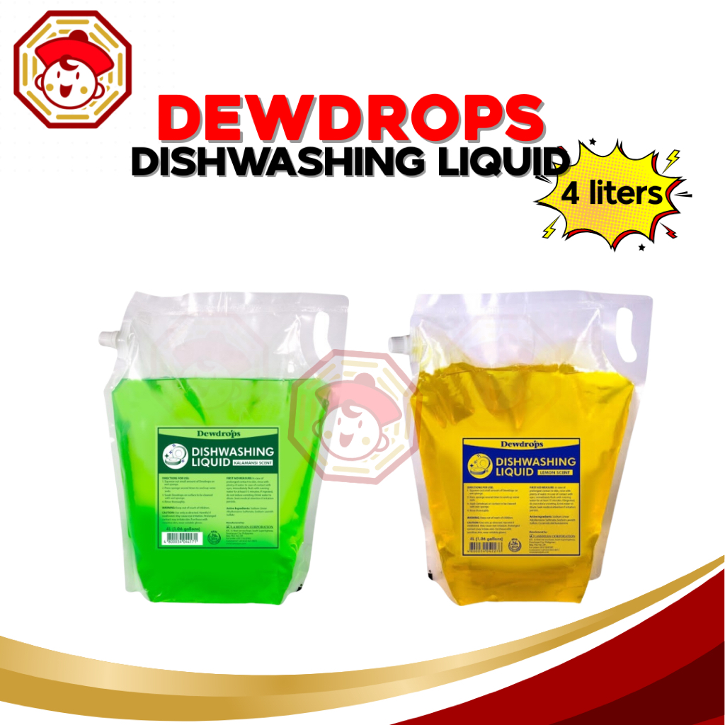 Dewdrops Dishwashing Liquid 4 liters 1.06 galons (lemon and kalamansi ...