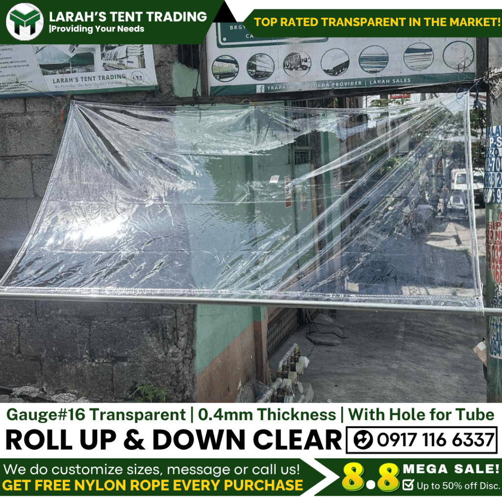 9x10ft FINISHED GAUGE 16 CLEAR COMPLETE SET ROLL UP & DOWN CLEAR ...