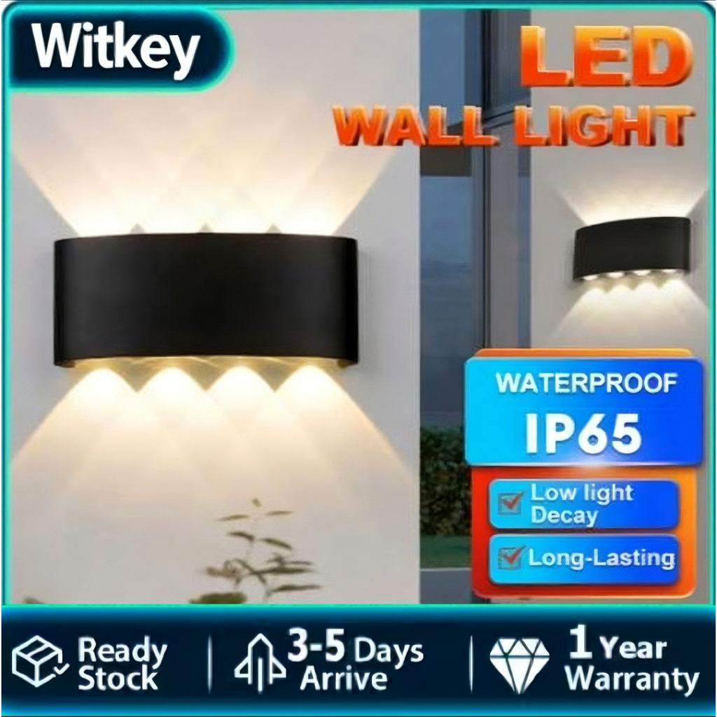 Witkey Modern Simple Wall Light LED Waterproof Indoor/Outdoor Wall ...