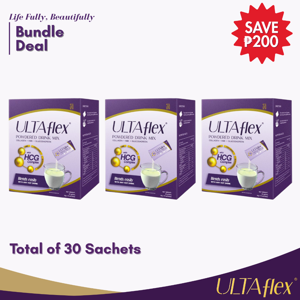 ULTAFLEX Powdered Drink Mix Bundle of 3 Boxes (Total of 30 Sachets ...