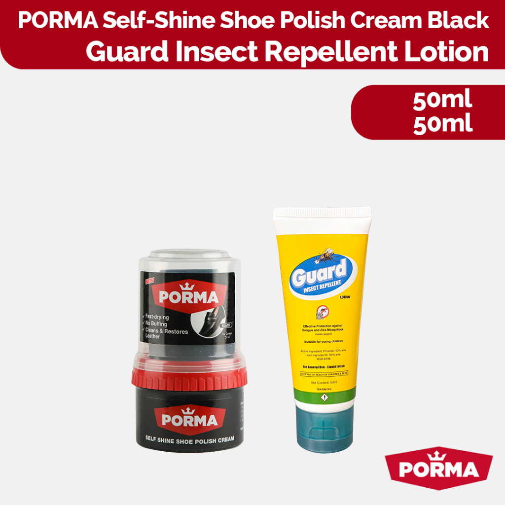 Bundle PORMA Self-Shine Shoe Polish Cream Black 50 ml and Guard Insect ...