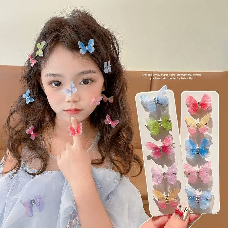 8pcs/Baby Mesh Butterfly Hair Clips for Girls Cute Bangs Barrettes ...