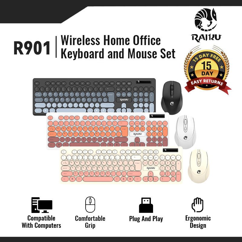 Raiku R901 2.4G Wireless Keyboard & Mouse Combo - Colorful Gradient ...
