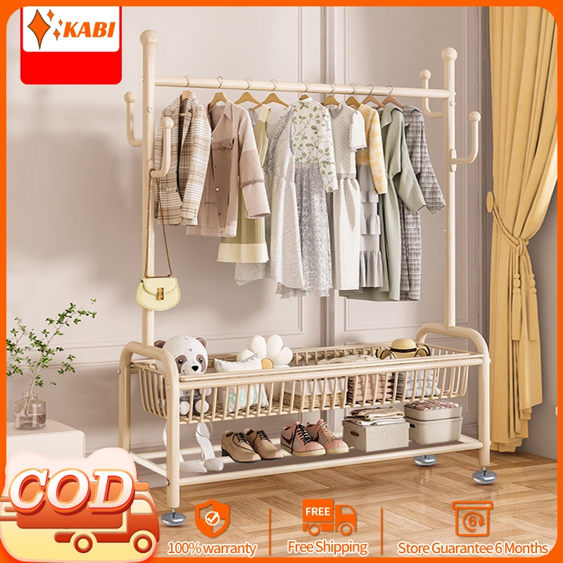 Kabi Metal Clothes Rack Sampayan ng damit Multifunctional Floor ...