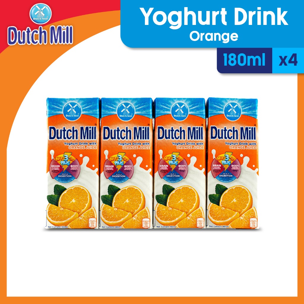 Dutch Mill UHT Yoghurt Drink Orange 180ml x 4 brick (Exp. Oct. 10, 2025 ...