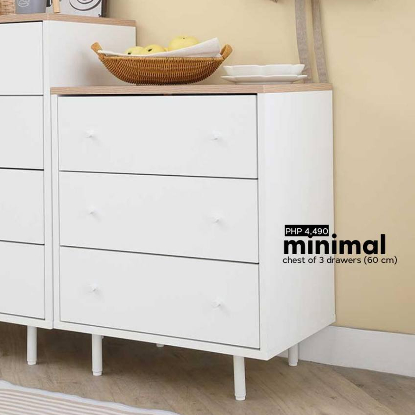 Furniture Source Minimal Chest of 3 Drawers 60 cm | Shopee Philippines