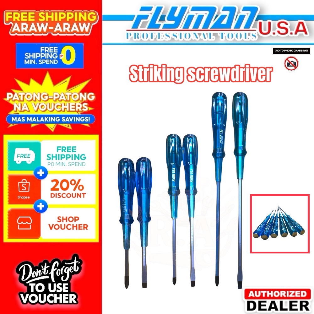 Flyman Tools Usa Original Striking Screwdriver Fiber Glass Handle ...