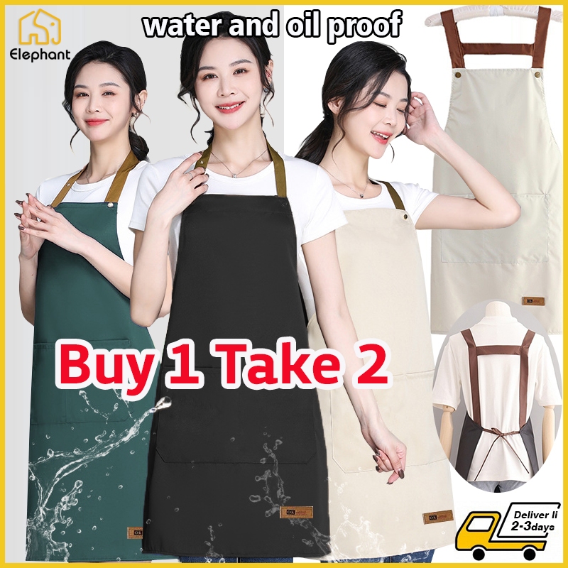 Waterproof Apron Coffee Shop Barber Working Bib Kitchen Cooking Aprons ...