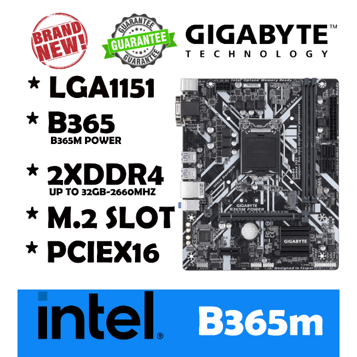 NEW!!! GIGABYTE B365M POWER B365 MOTHERBOARD LGA1151 FOT INTEL 8TH GEN 9TH GEN CPU | Shopee ...