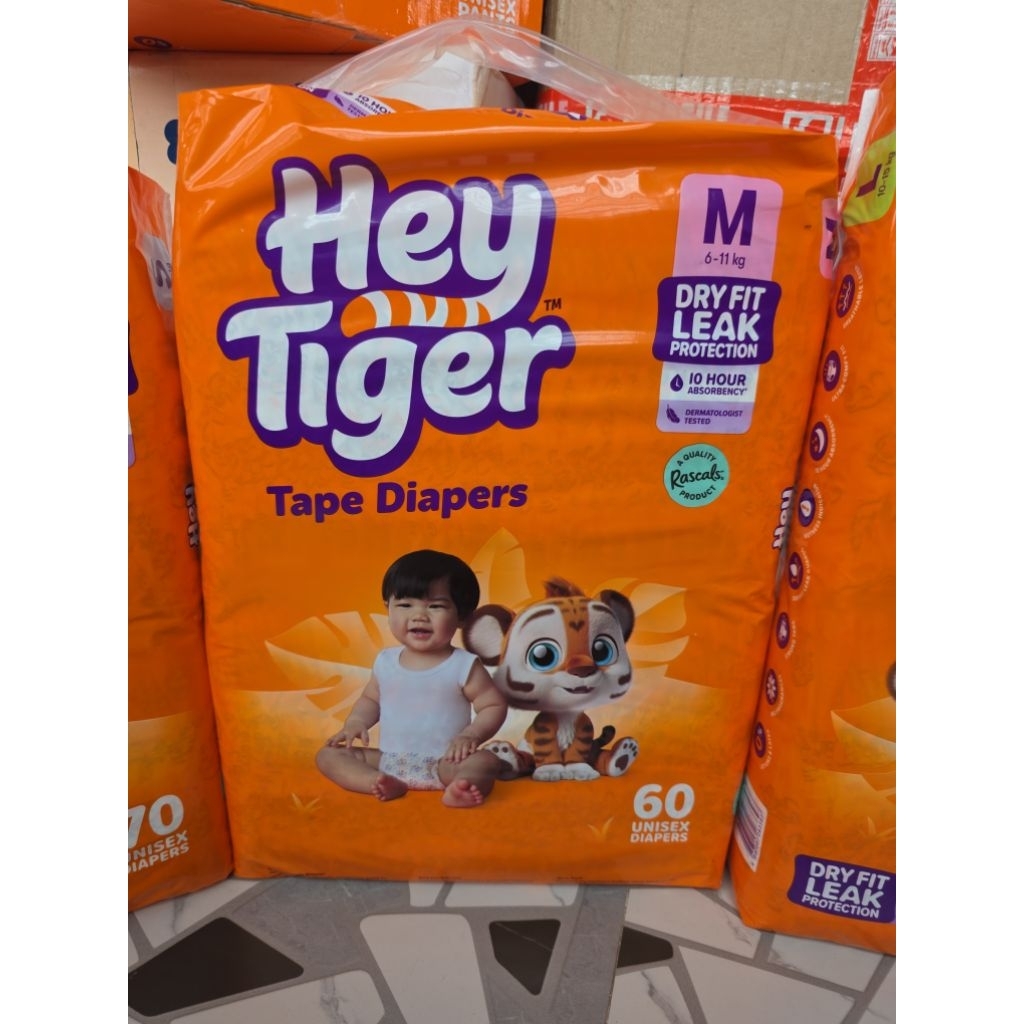 60pcs Medium New Hey Tiger Comfy Tape Diapers by Rascal + Friends ...