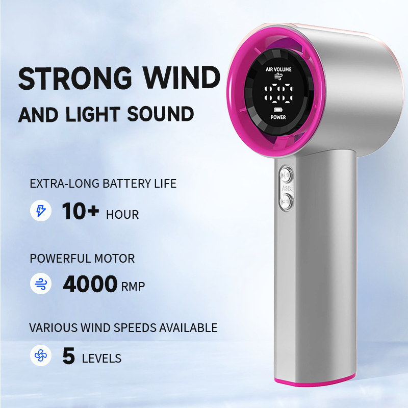 Handheld Turbo Fan 4000mAh Portable Rechargeable Strong Wind 100 Gear ...