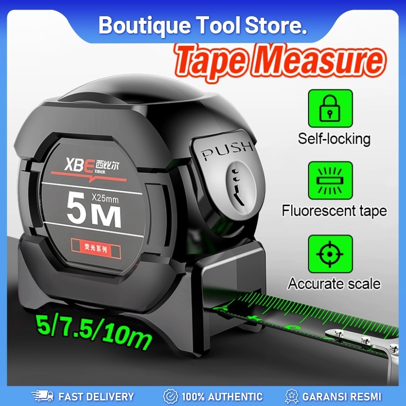 5/7.5/10M Fluorescent Tape Measure Metro Steel Measuring Tape Auto Lock ...