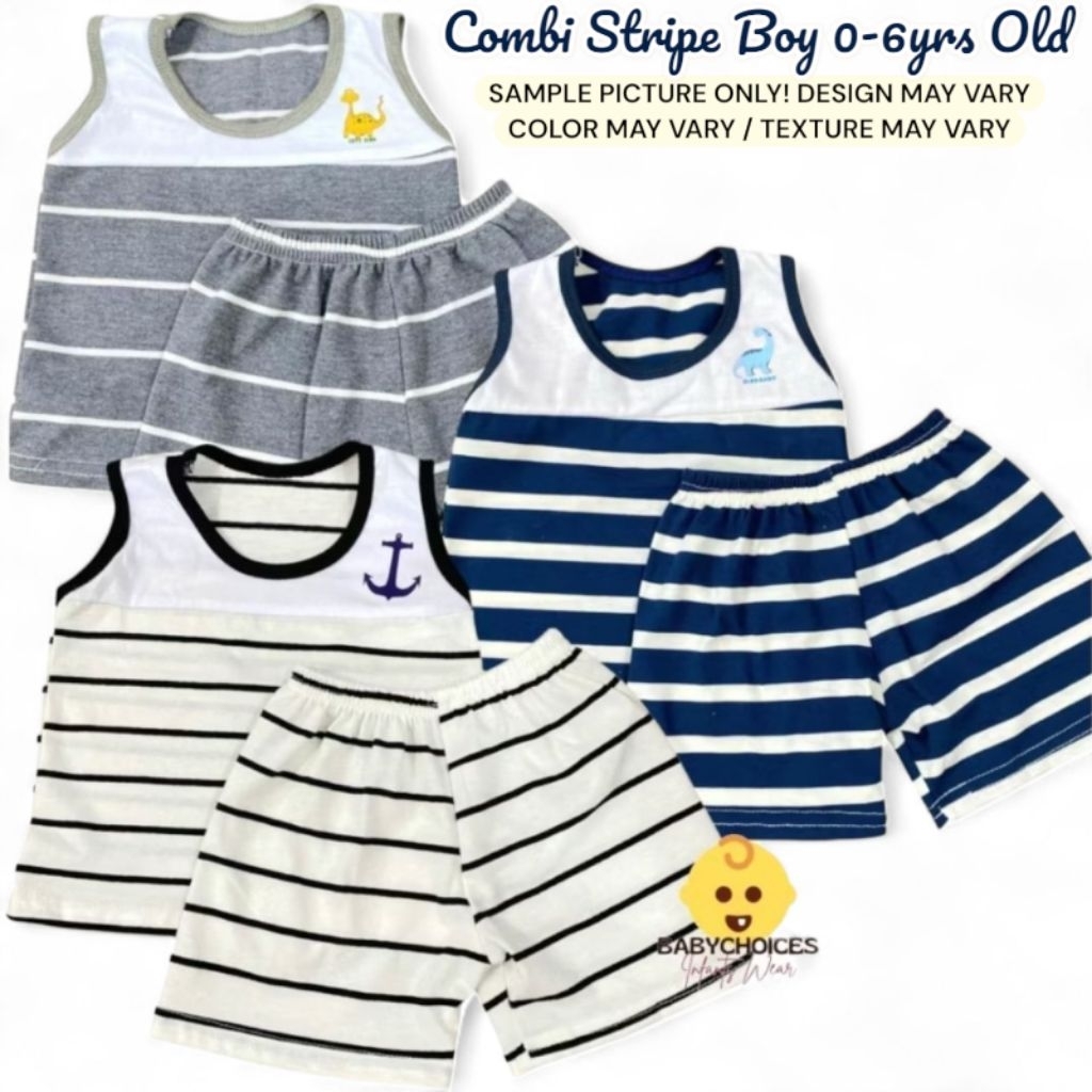 6pcs/3pair Terno Combi Stripe & Short For Baby And Kids Boy Cotton 0 ...