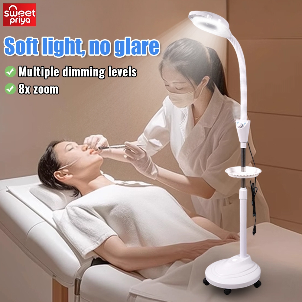 Facial Light Stand Magnifying Glass With Light 8X Magnifying Lamps ...