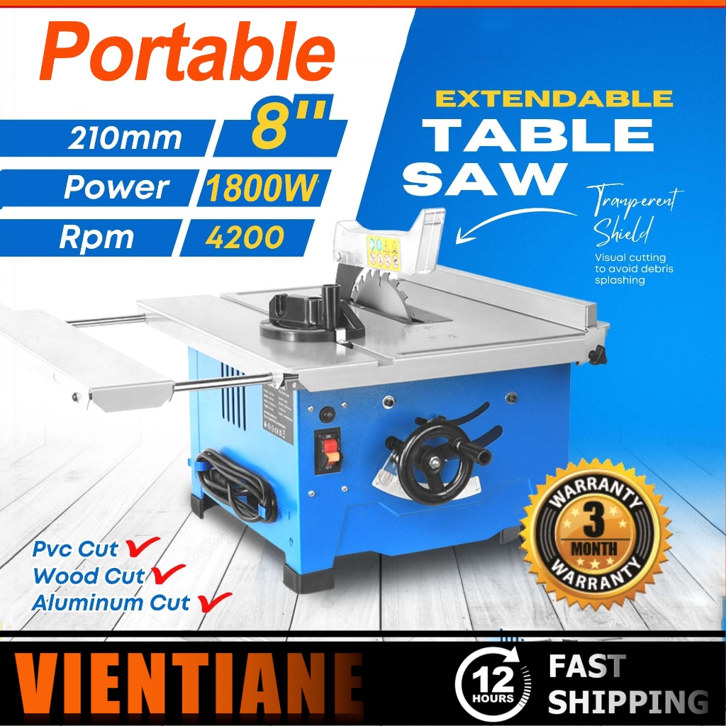 Mini Table Saw Electric Small Bench Saws 8-inch 1800W Desktop Saw 45 ...