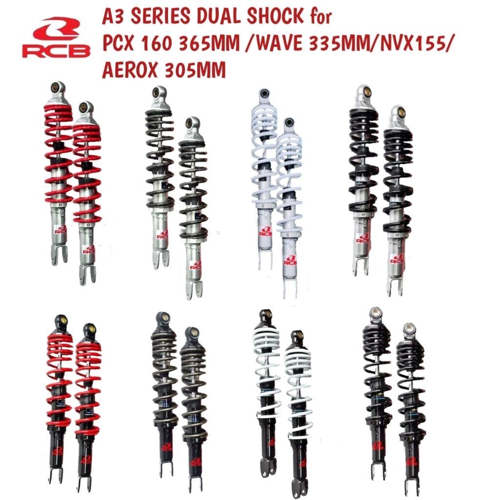 RCB A3 Series Dual Shock Absorber for NVX155/NMAX 305MM, WAVE 335MM ...