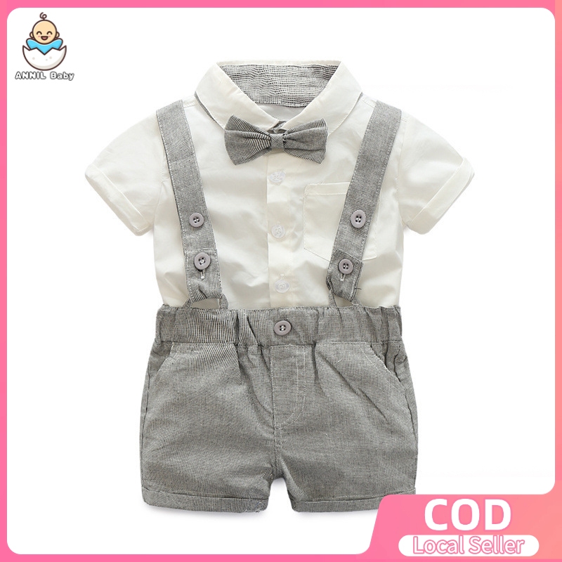 ANNIL Baby Boy Gentlemen Suit Christening White Formal Romper Jumper ...