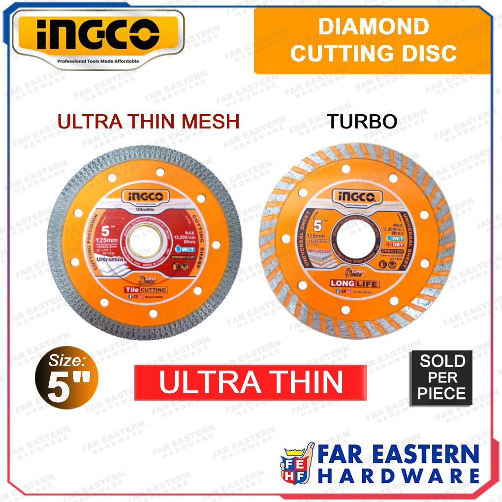 INGCO Diamond Cutting Disc 5" Ultra Thin Ultra Mesh | Turbo for Granite ...