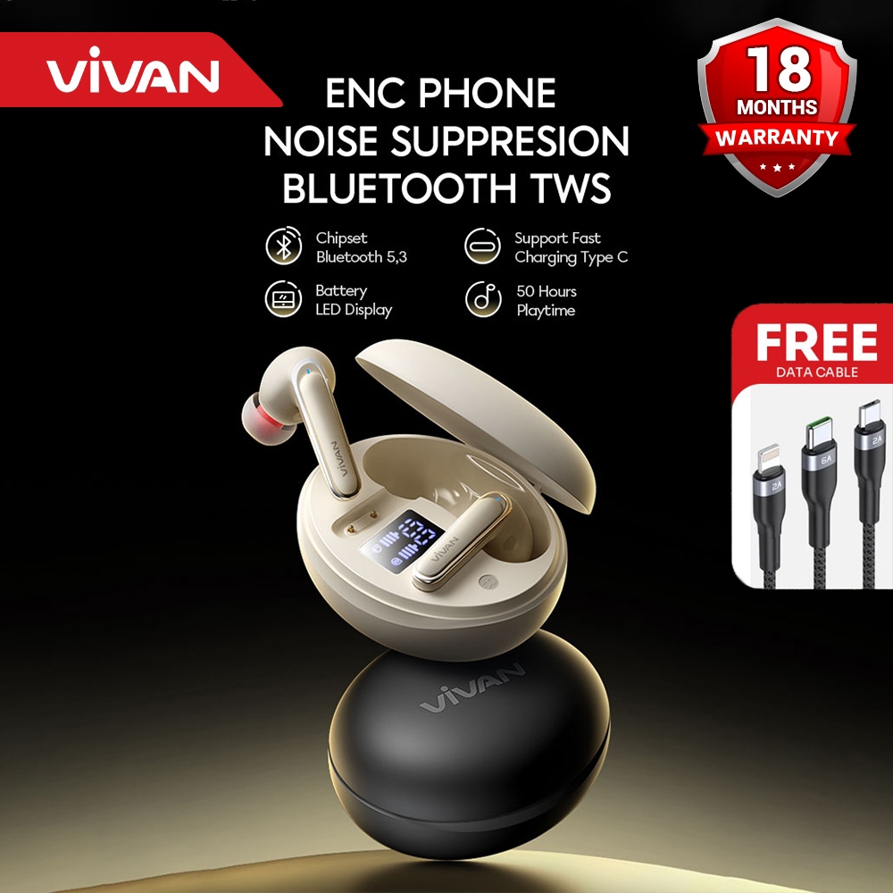 Vivan Liberty T330 TWS True Wireless Earbuds Bluetooth 5.3 50 Hours ...