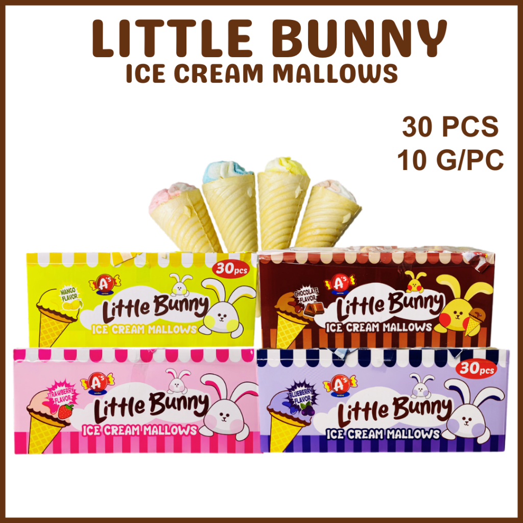 30 Pcs Little Bunny Ice Cream Mallows Fruity Flavored Fluffy ...