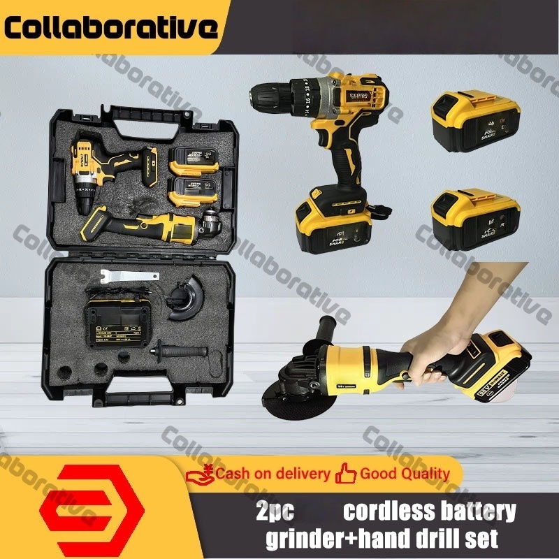 yellow 2in1 Package 128V Lithium Battery Cordless Brushless Drill and ...
