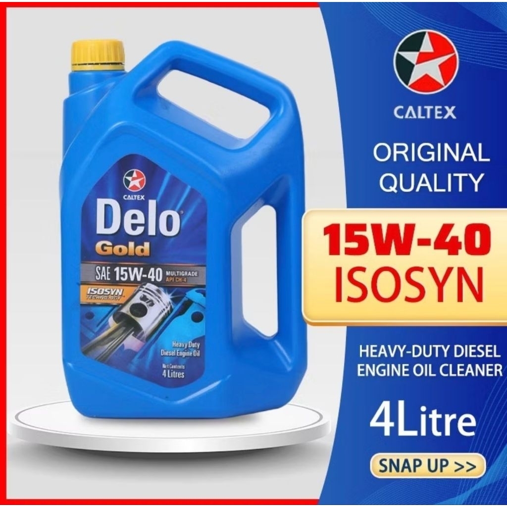 CALTEX Delo Gold SAE 15W-40 4L Diesel Engine Oil Fully Synthetic Heavy ...
