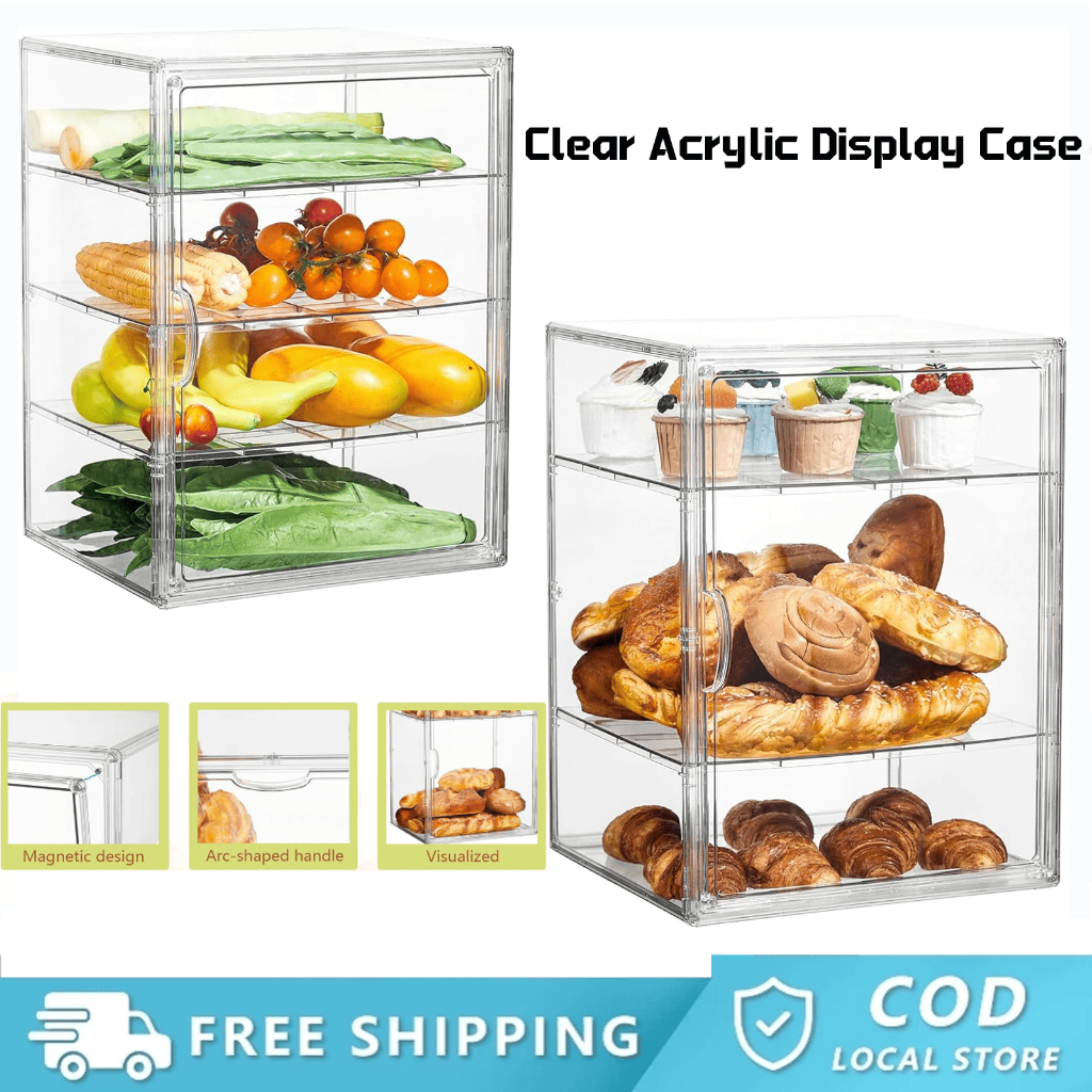 Magnetic Dustproof Acrylic Display Case Store Dessert Cake Food Pastry ...