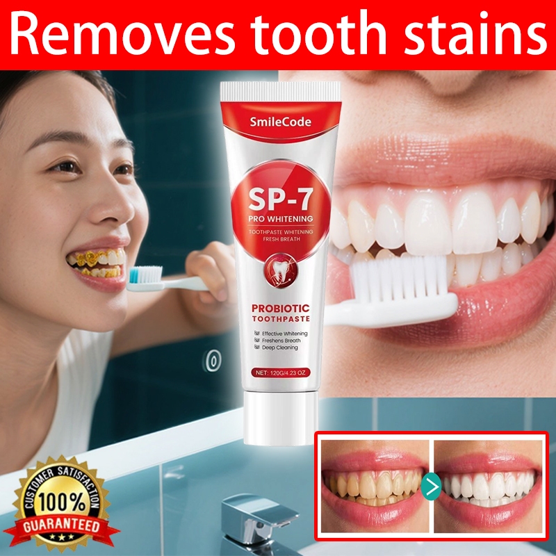 SP-7 Teeth Whitening Toothpaste 120g Remove Plaque Stains Oral Odor ...
